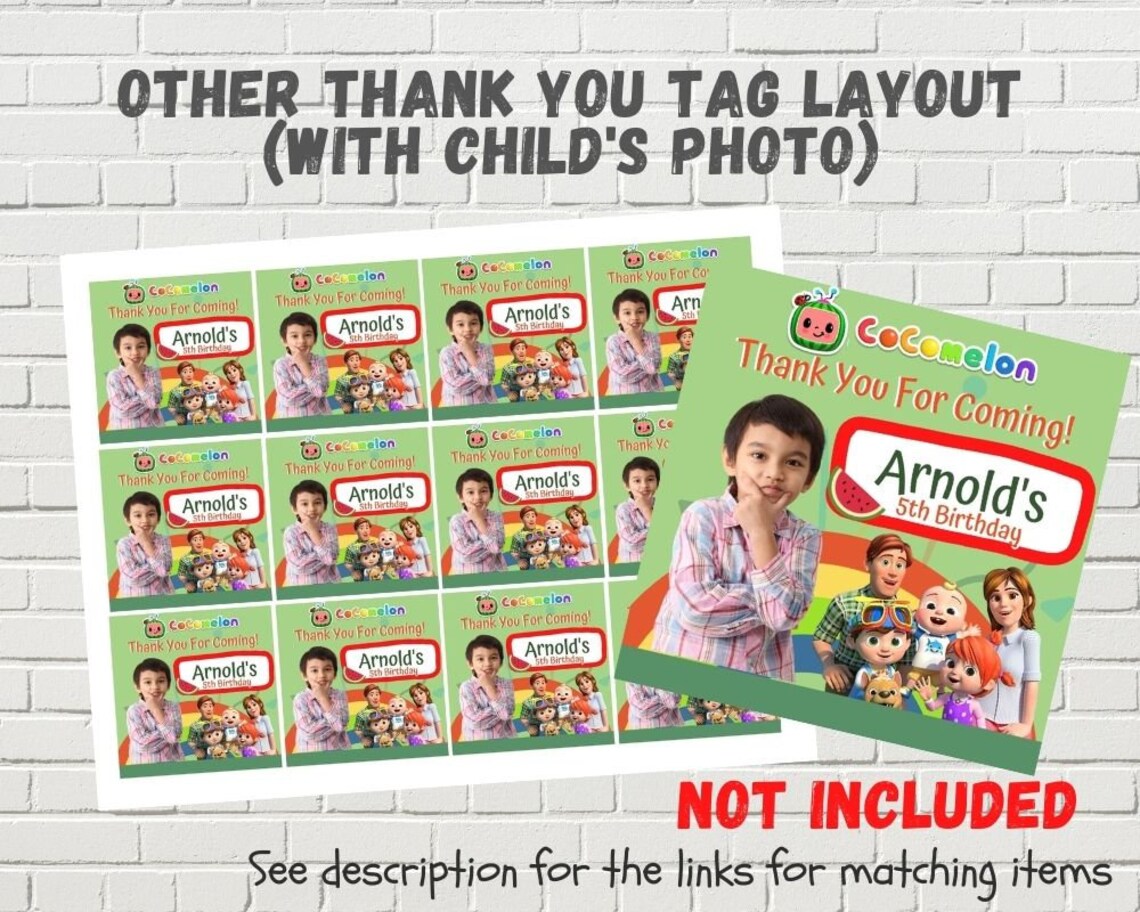 DIGITAL FILE:Cocomelon Thank You Favor Tags Cocomelon Thank | Etsy