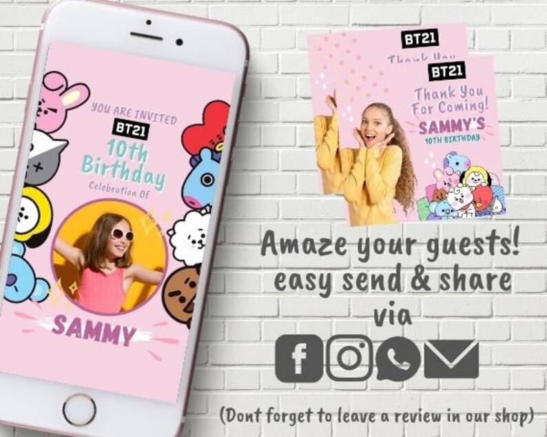 BT21 Theme Birthday Video Invitation Bts Butter BTS Birthday - Etsy