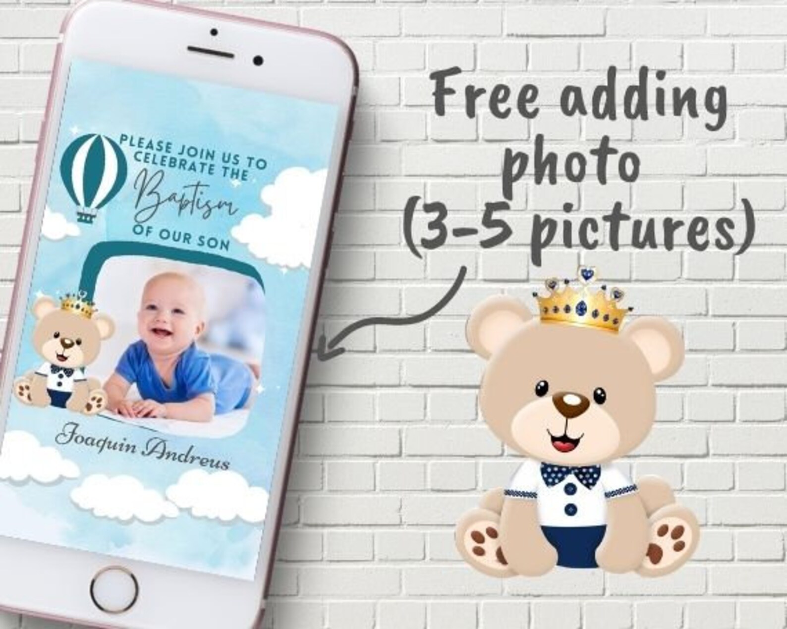 Bear Theme Baptism Video Invitation baptism Invitation Animated ...