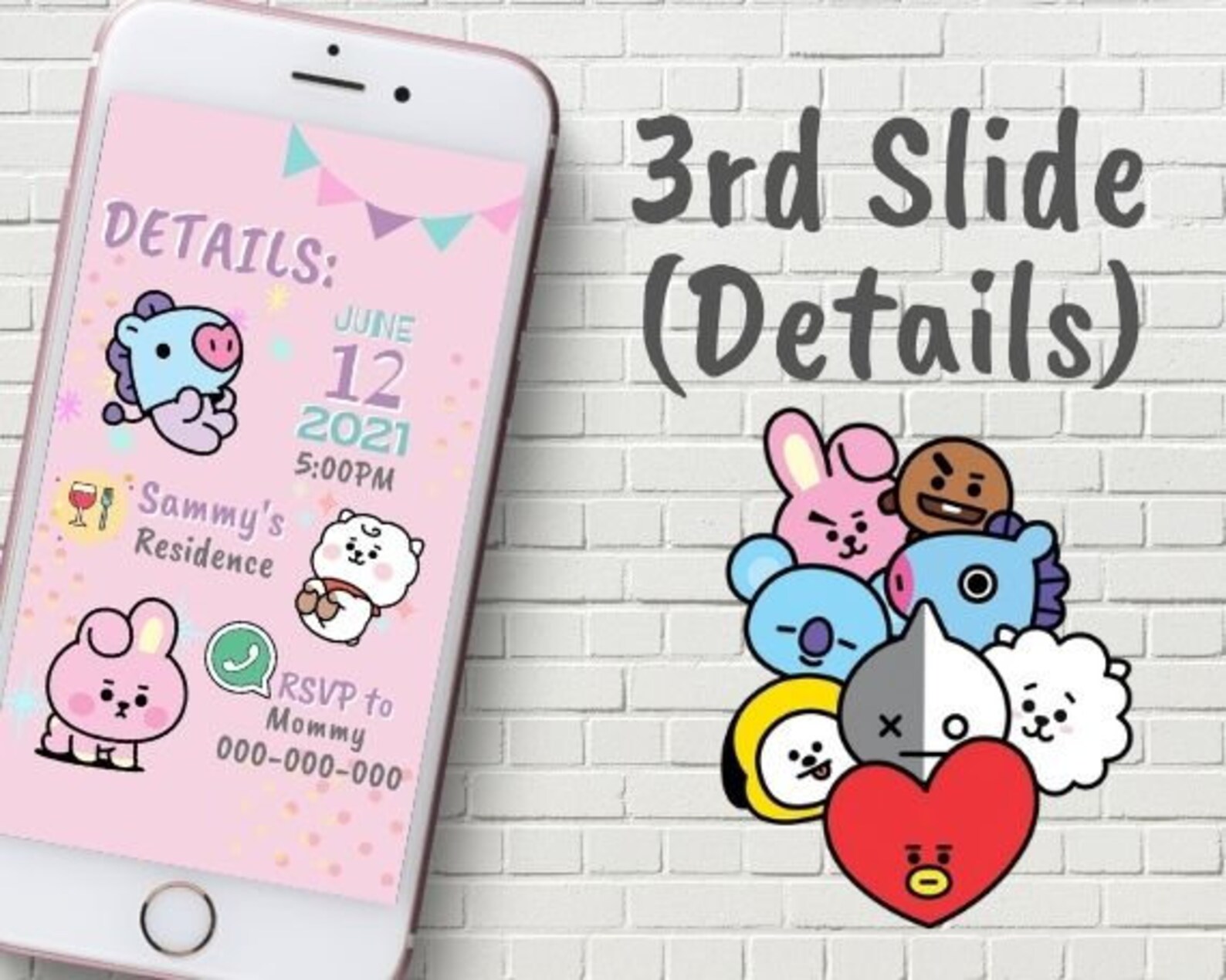 BT21 Theme Birthday Video Invitation Bts Butter BTS Birthday BT21 BTS ...