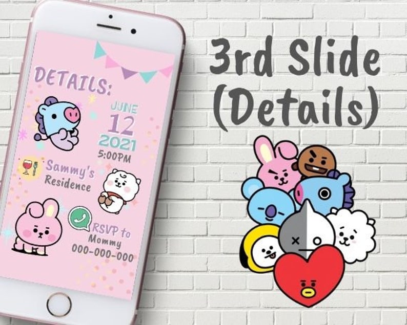 BT21 Theme Birthday Video Invitation Bts Butter BTS Birthday - Etsy