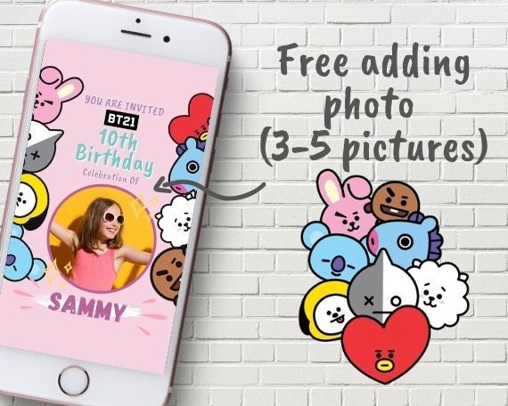 BT21 Theme Birthday Video Invitation Bts Butter BTS Birthday - Etsy
