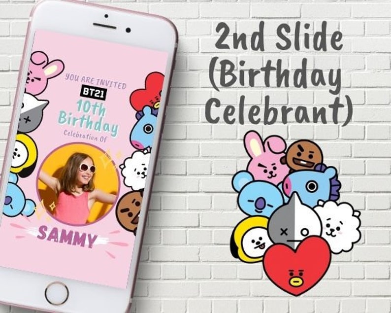 BT21 Theme Birthday Video Invitation Bts Butter BTS Birthday - Etsy