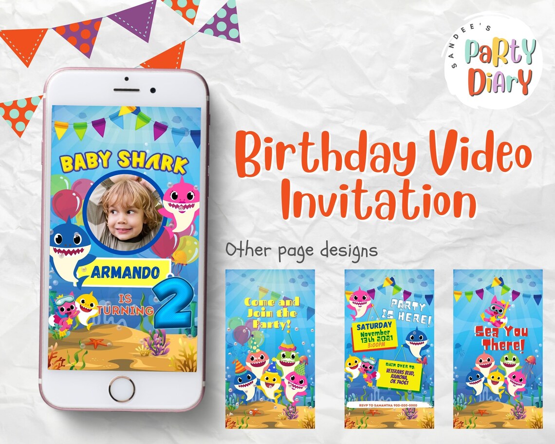 Baby Shark Birthday Invitationbaby Shark Partybaby Shark - Etsy