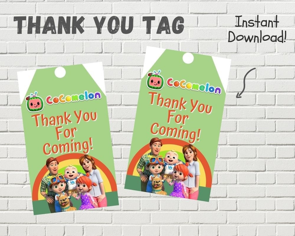 DIGITAL FILE:Cocomelon Thank You Favor Tags Cocomelon Thank | Etsy