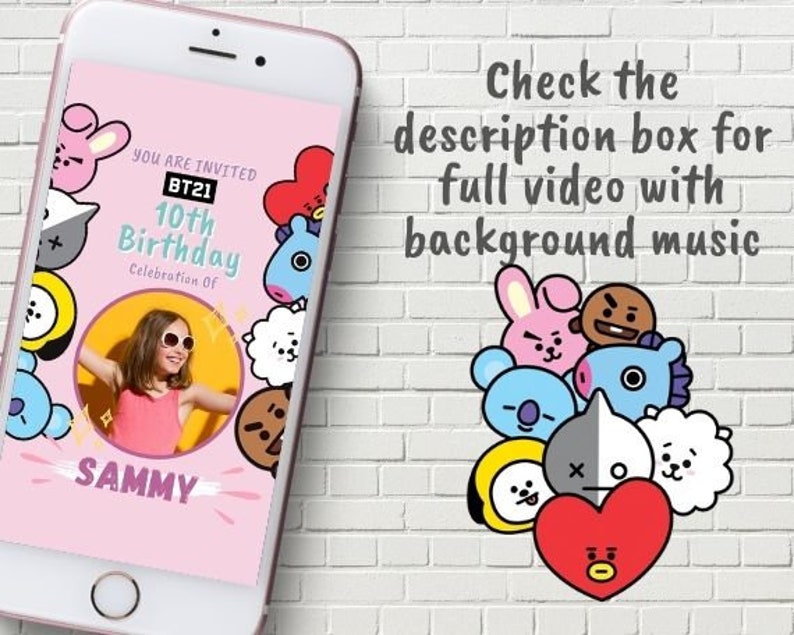 BT21 Theme Birthday Video Invitation Bts Butter BTS Birthday - Etsy