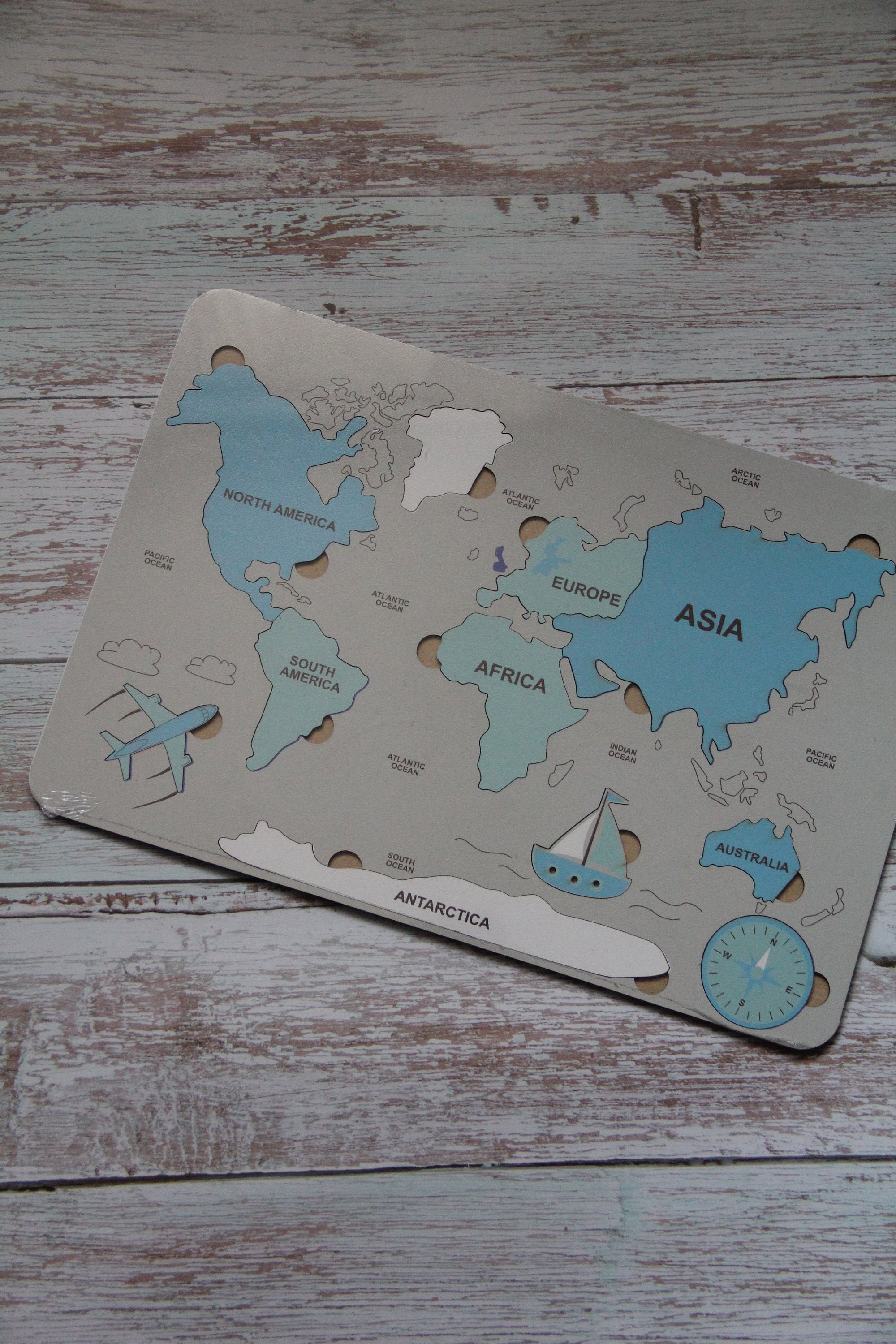 Wooden World Map Puzzle - Etsy