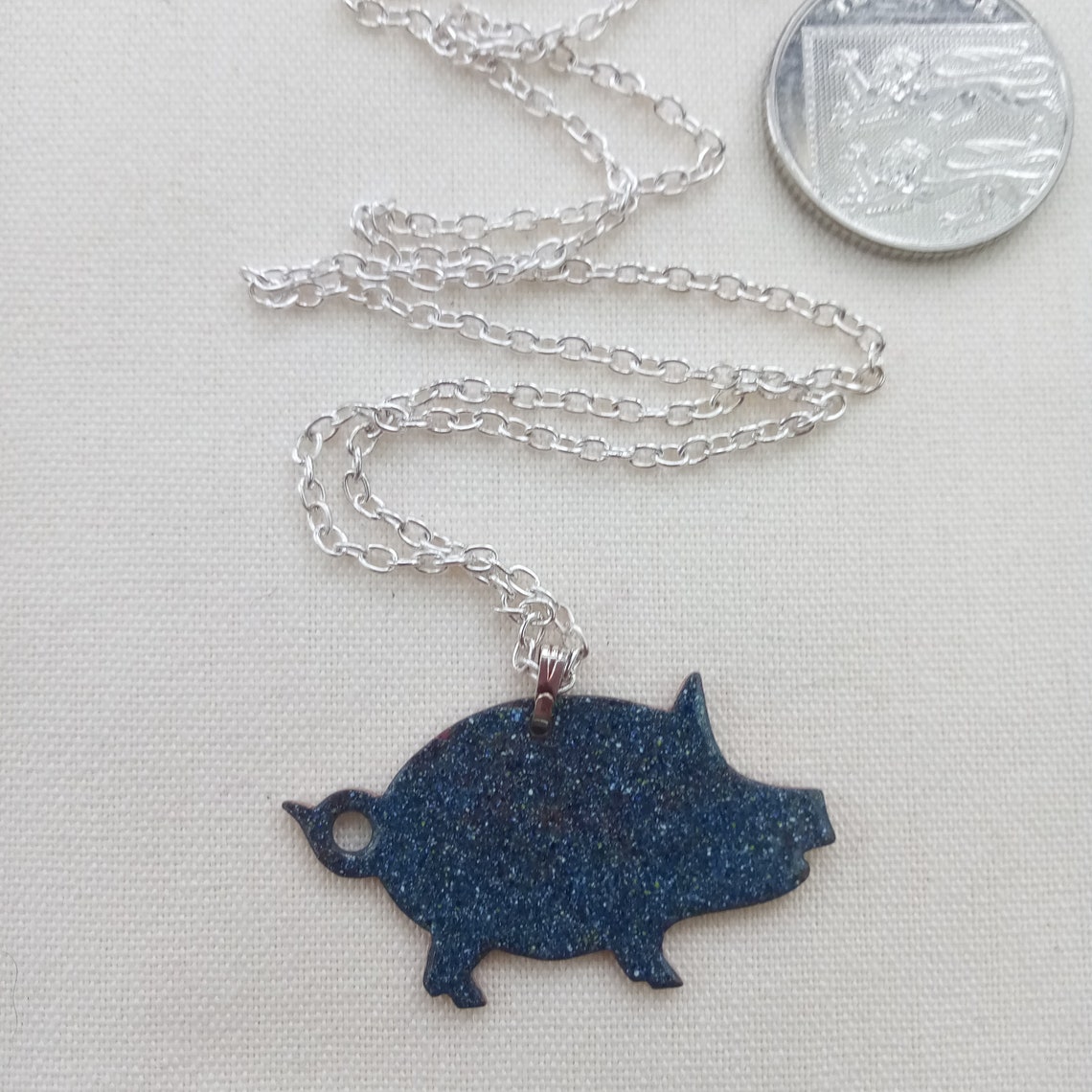 Pink, Enamel, Handmade Pig Pendant With Silver Plated Chain - Etsy