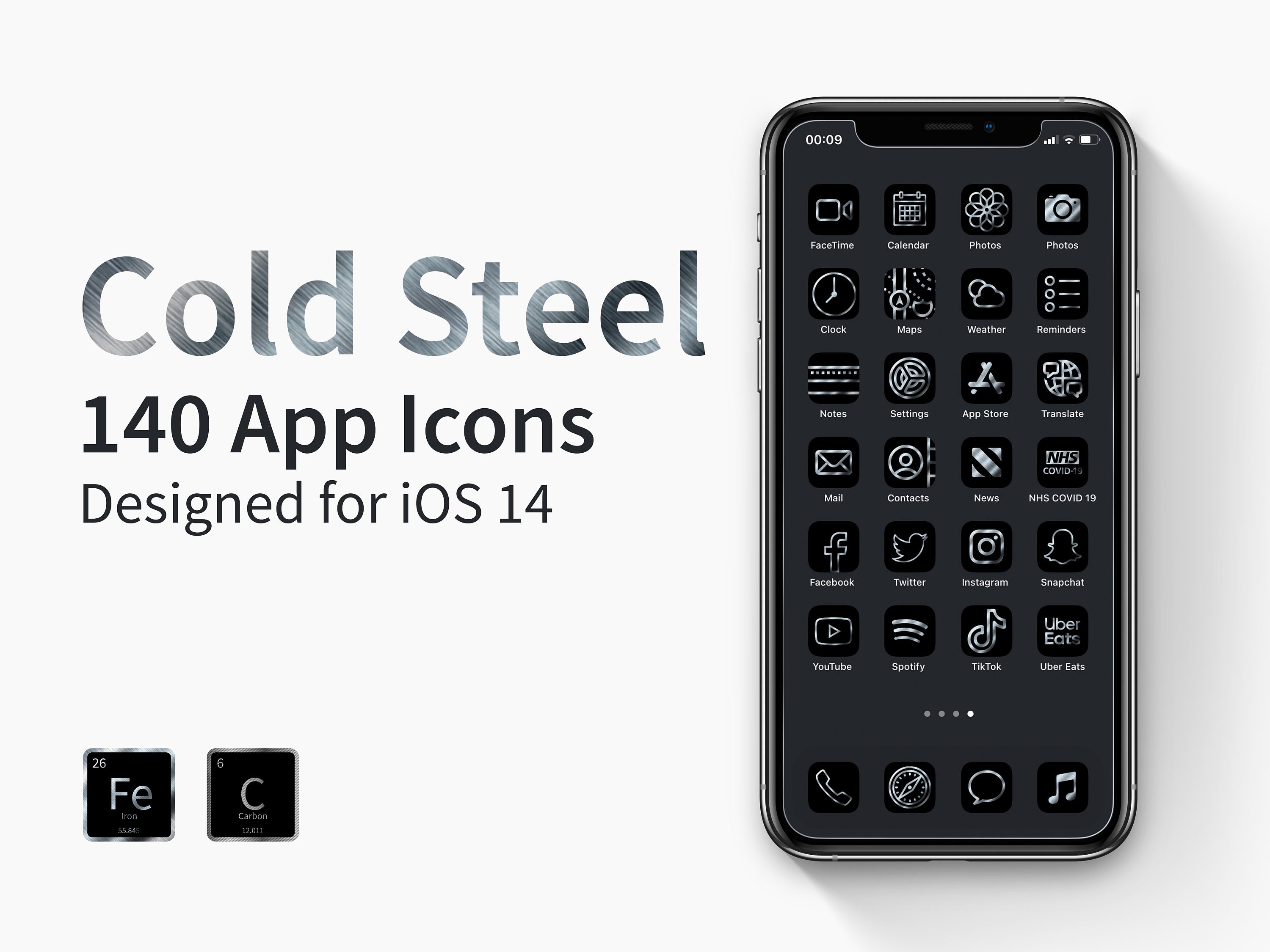 140 Cold Steel Ios App Icon Pack | Charcoal Grey Wallpaper Bordered in ...