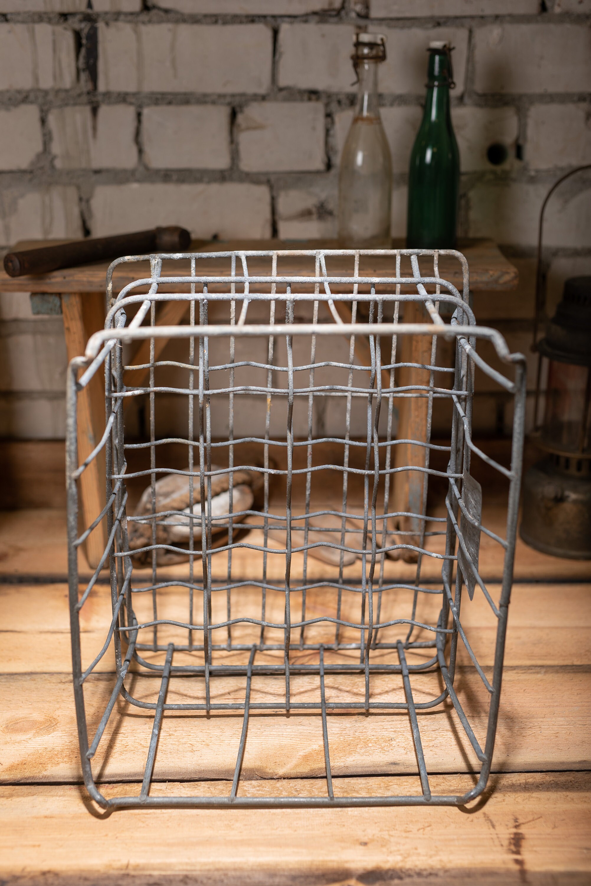 Metal Milk Crate, Bottle Carrier, Metal Bottle Holder, Wire Metal Crate ...