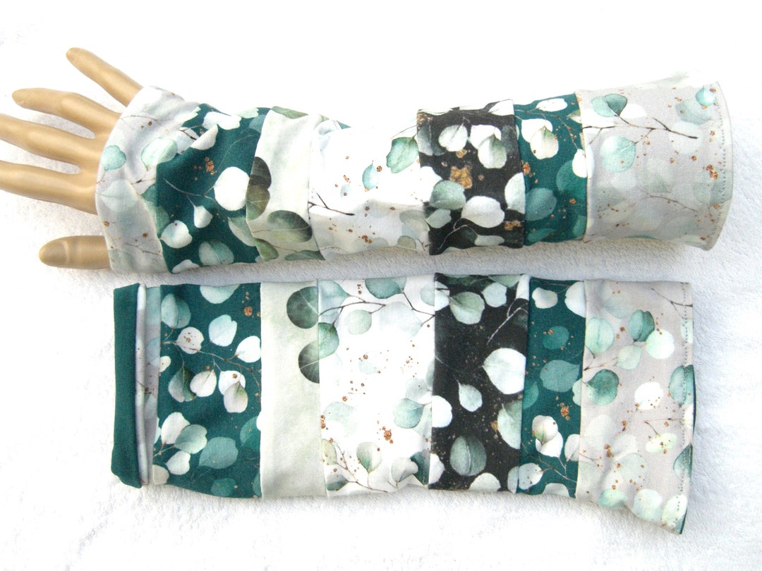 Eucalyptus Patchwork Gauntlets Arm Warmers Pulse Warmer Petrol ...