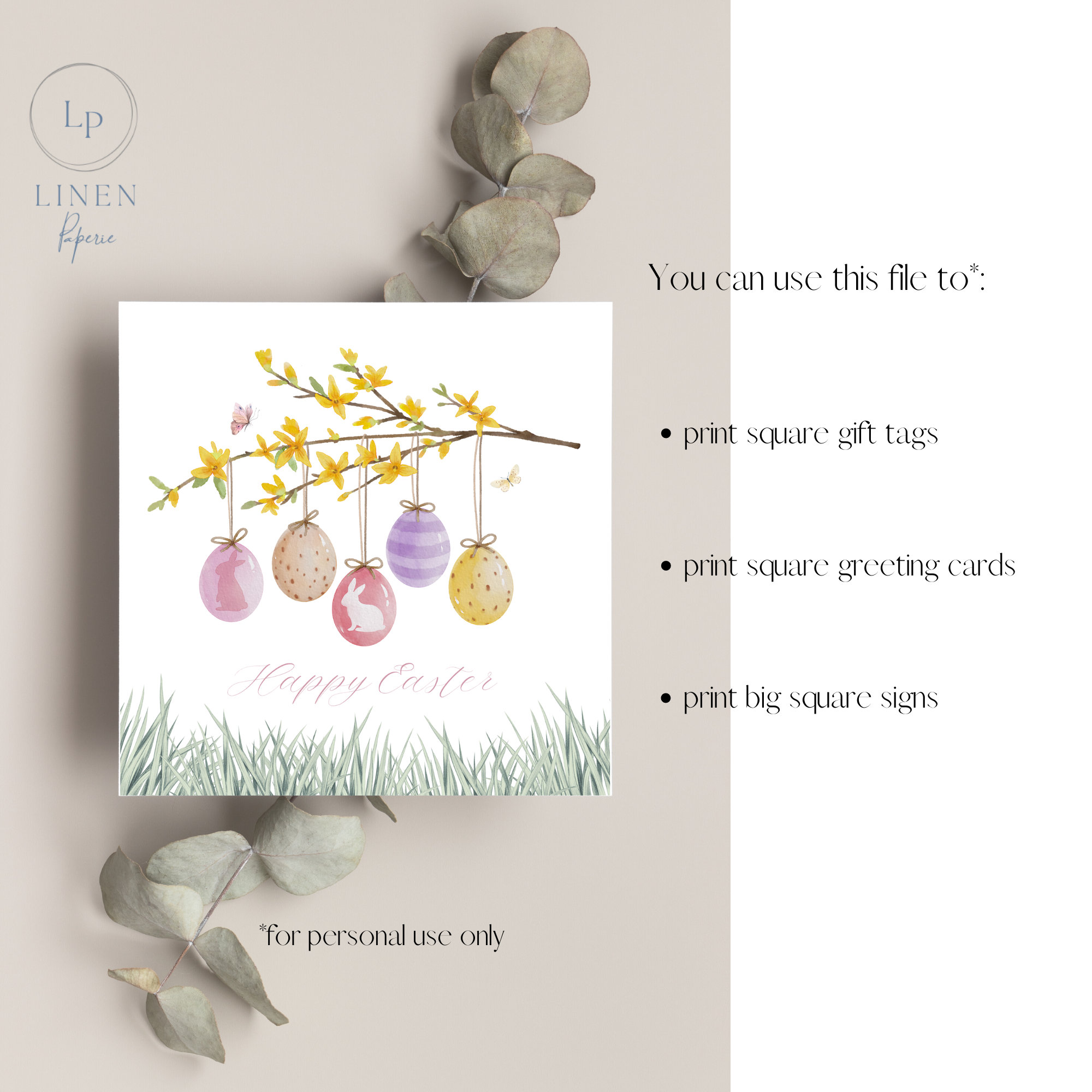 Easter Eggs Printable Wall Art Happy Easter Home Decor - Etsy