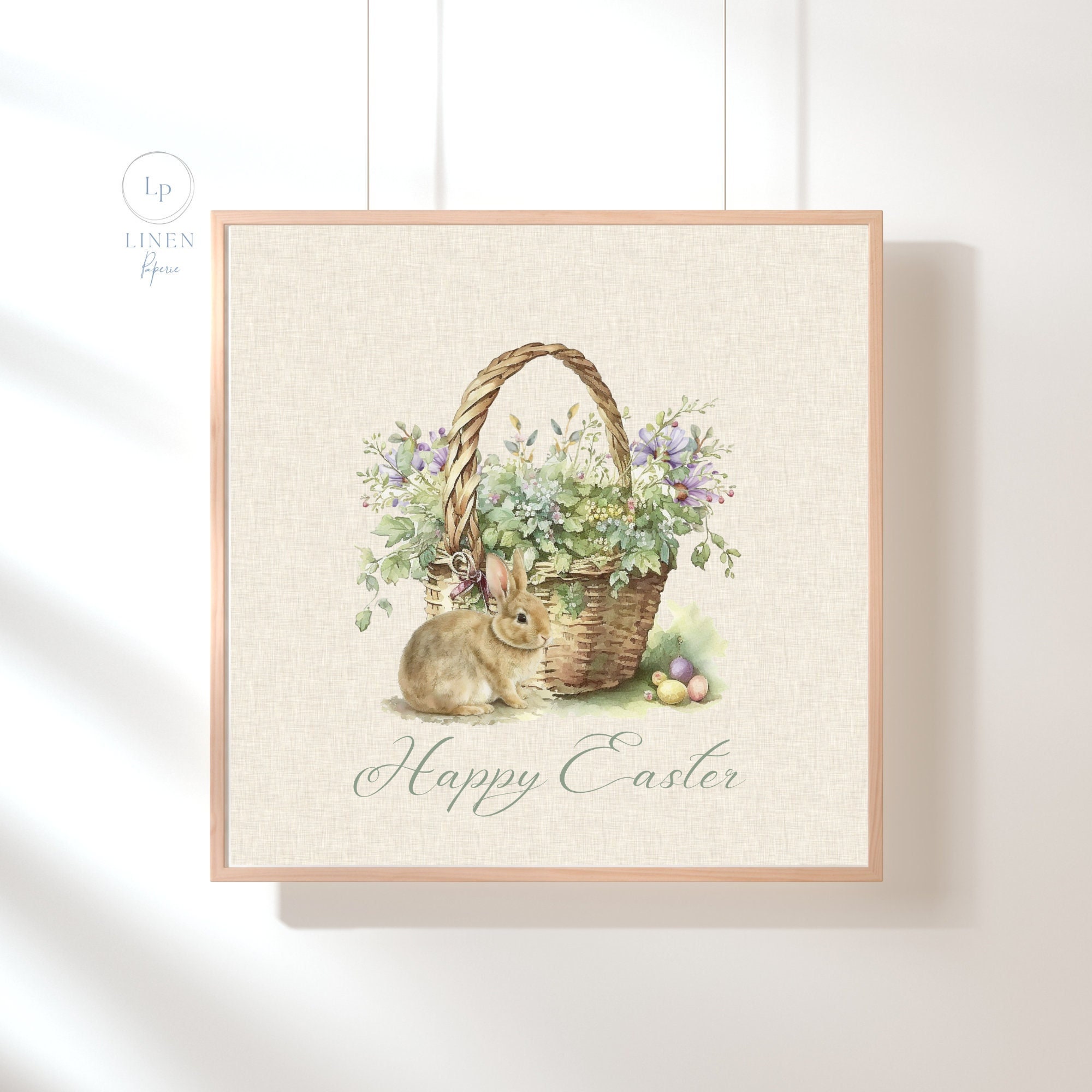 Vintage Easter Bunny Wall Art Happy Easter Vintage Wall Art Watercolor ...