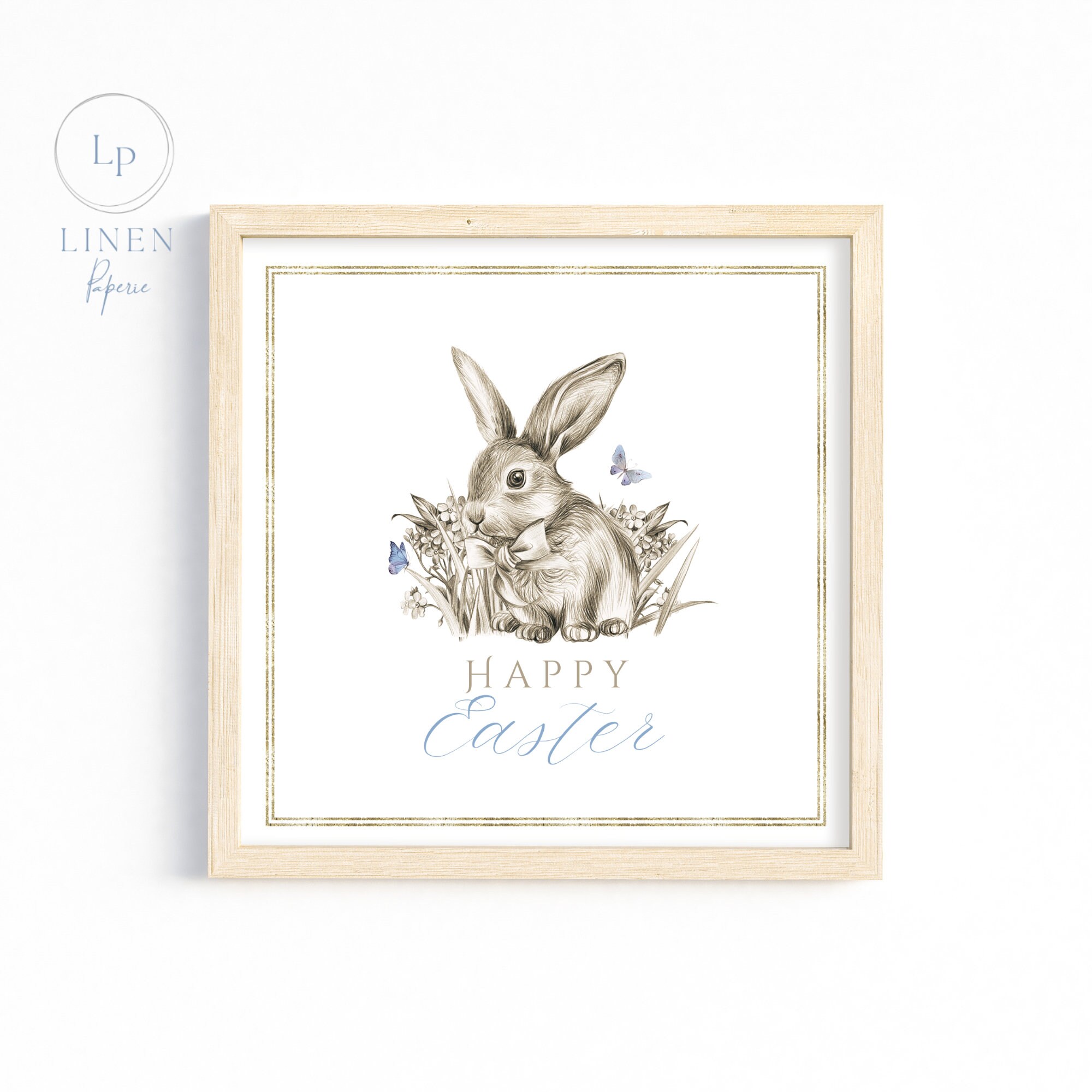 Easter Bunny Printable Wall Art Happy Easter Wall Art Minimalist Easter ...