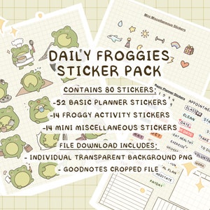 Cute Digital Froggy Sticker Pack for Planners, Agendas, Journals ...
