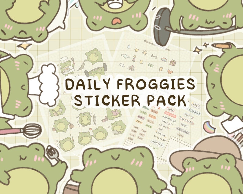 Cute Digital Froggy Sticker Pack for Planners Agendas - Etsy