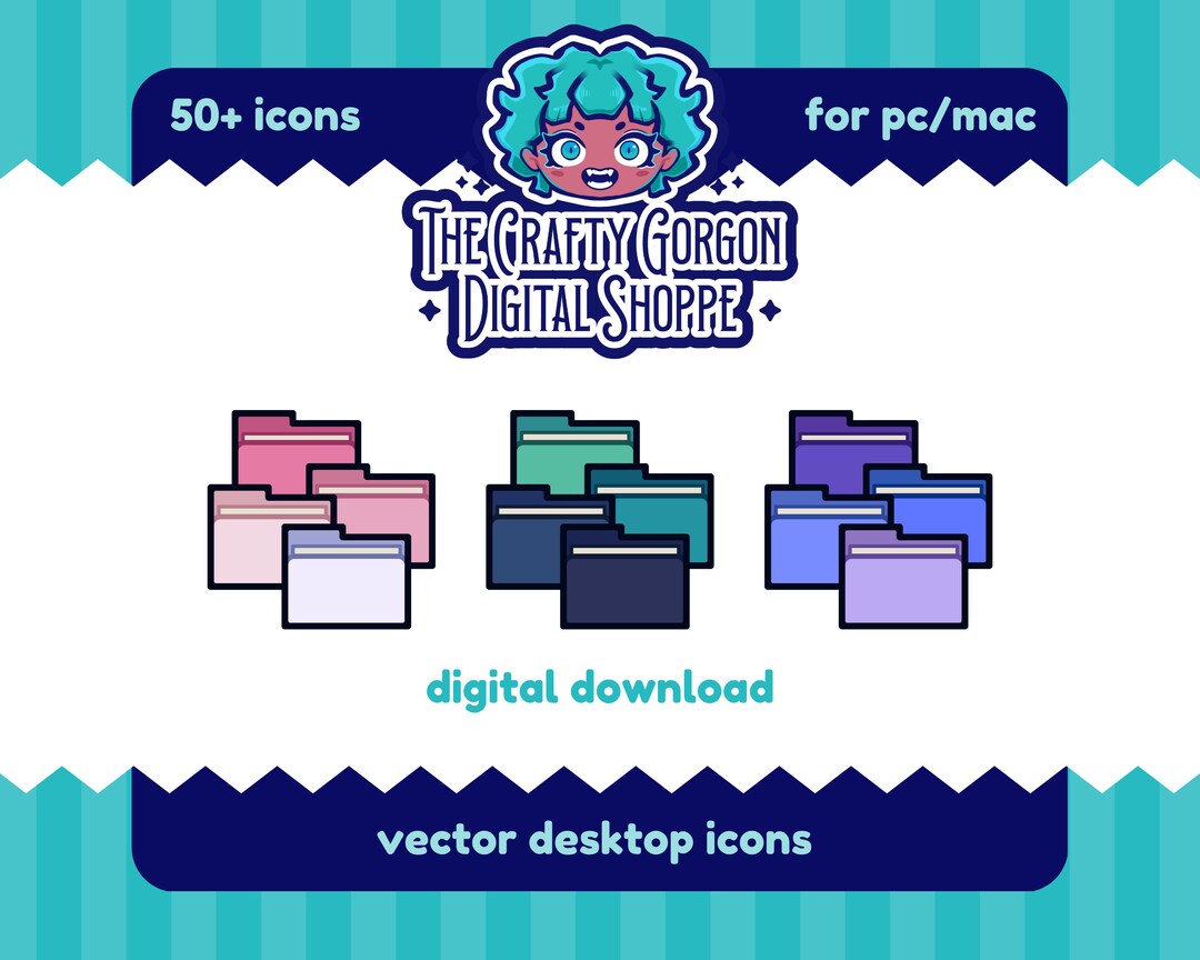Cute & Colorful Digital Desktop Icon Pack | Windows/pc and Mac ...