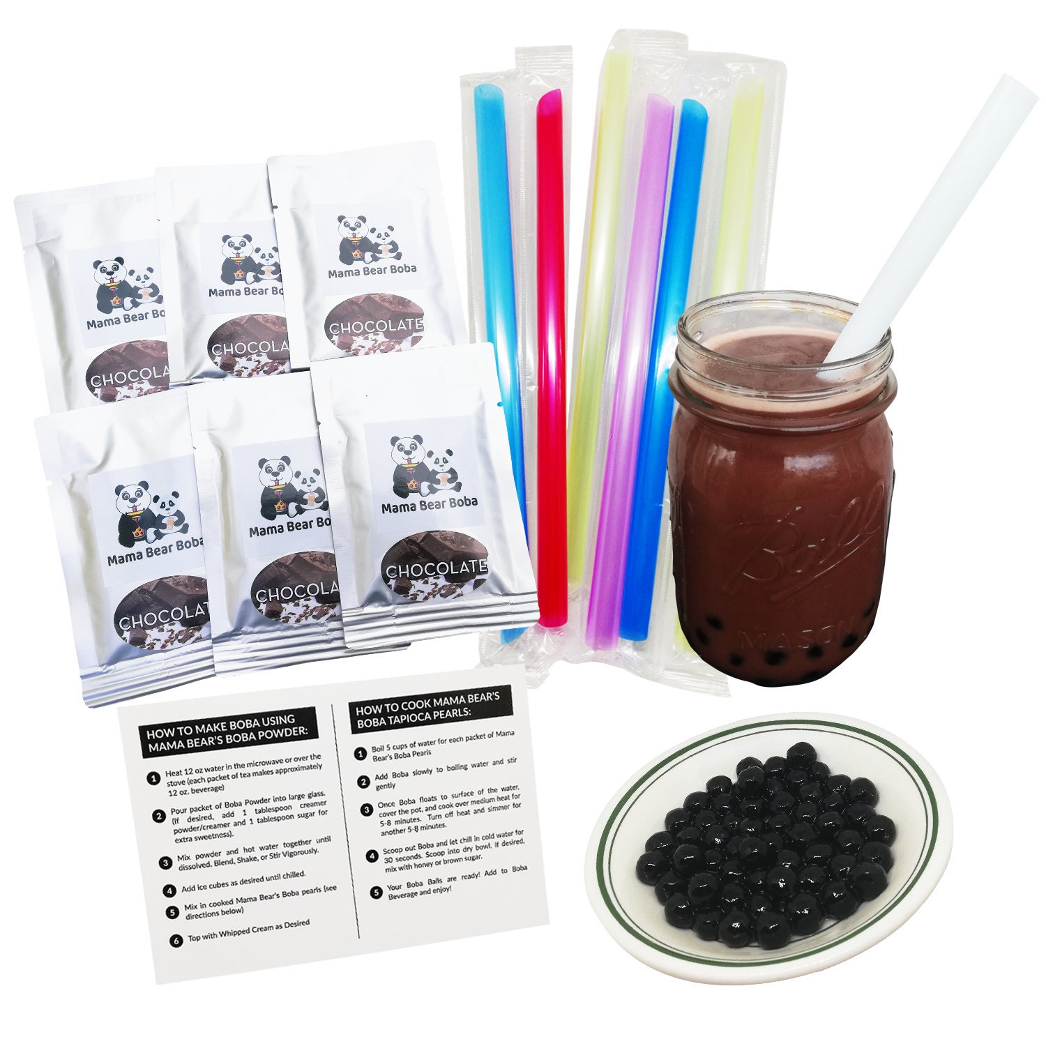 Instant Boba Kit CHOCOLATE Flavor Boba Bubble Tea Kit Make - Etsy