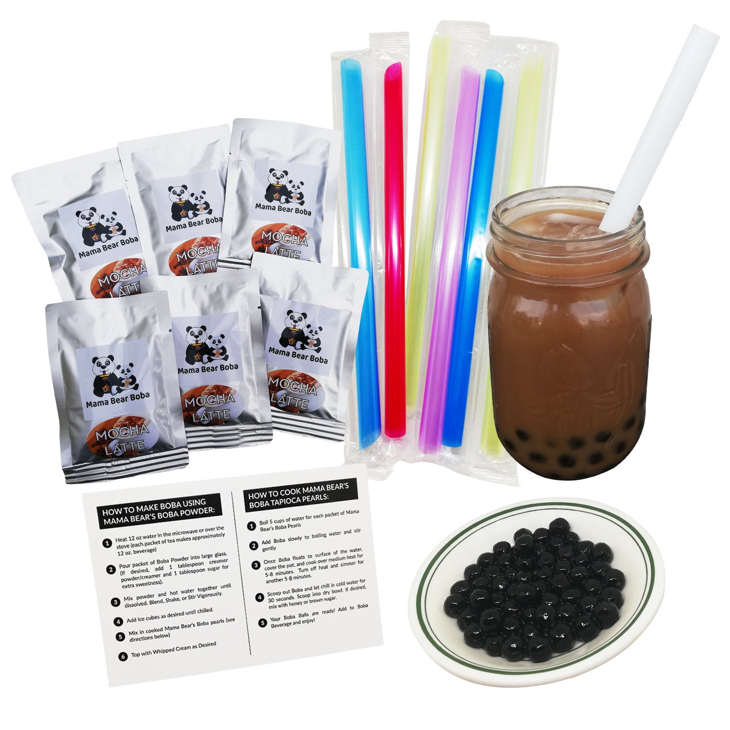 Instant Boba Kit MOCHA LATTE Flavor Boba Bubble Tea Kit Make Your Own ...