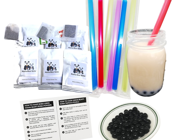 Instant Boba Kit NATURAL Tea VARIETY Boba Bubble Tea Kit 12 Servings ...