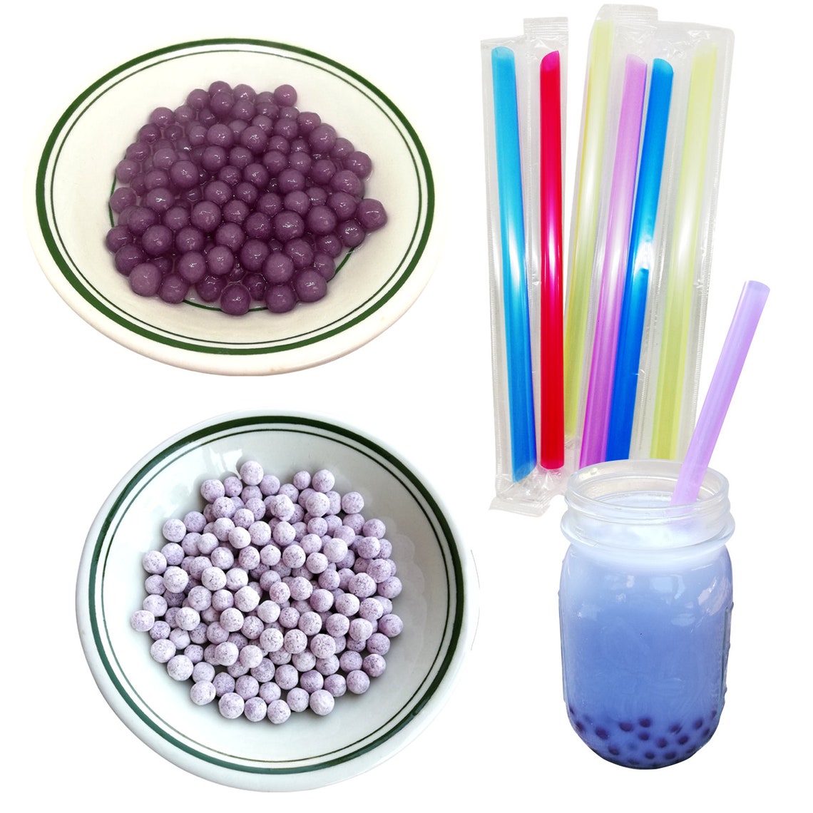 Instant Boba Kit TARO Flavor Boba Bubble Tea Kit Crea il tuo fai da te ...