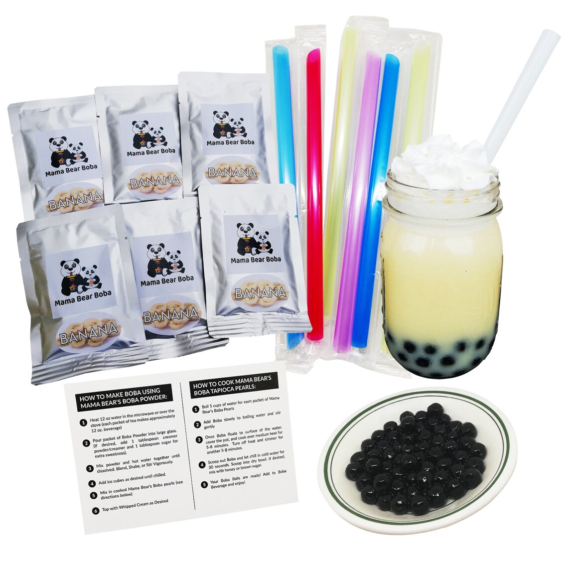 Instant Boba Kit BANANA Flavor Boba Bubble Tea Kit Make Your Own DIY - Etsy