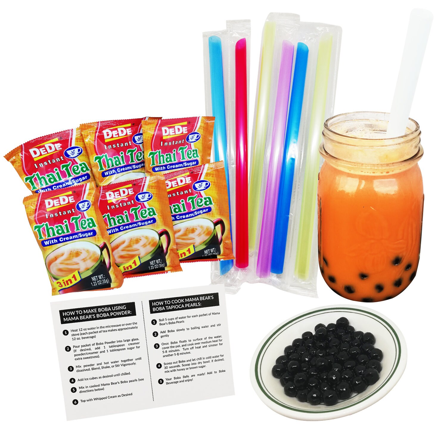Instant Boba Kit DEDE Thai TEA Boba Bubble Tea Kit Make Your Own DIY - Etsy