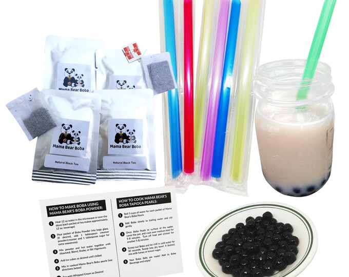 Instant Boba Kit Black Tea NATURAL Boba Bubble Tea Kit Make Your Own ...