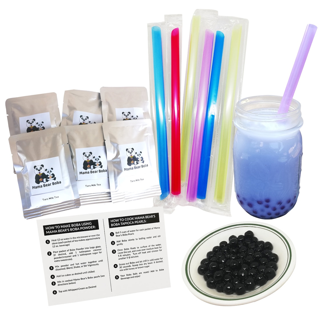 Instant Boba Kit TARO Flavor Boba Bubble Tea Kit Crea il tuo fai da te ...