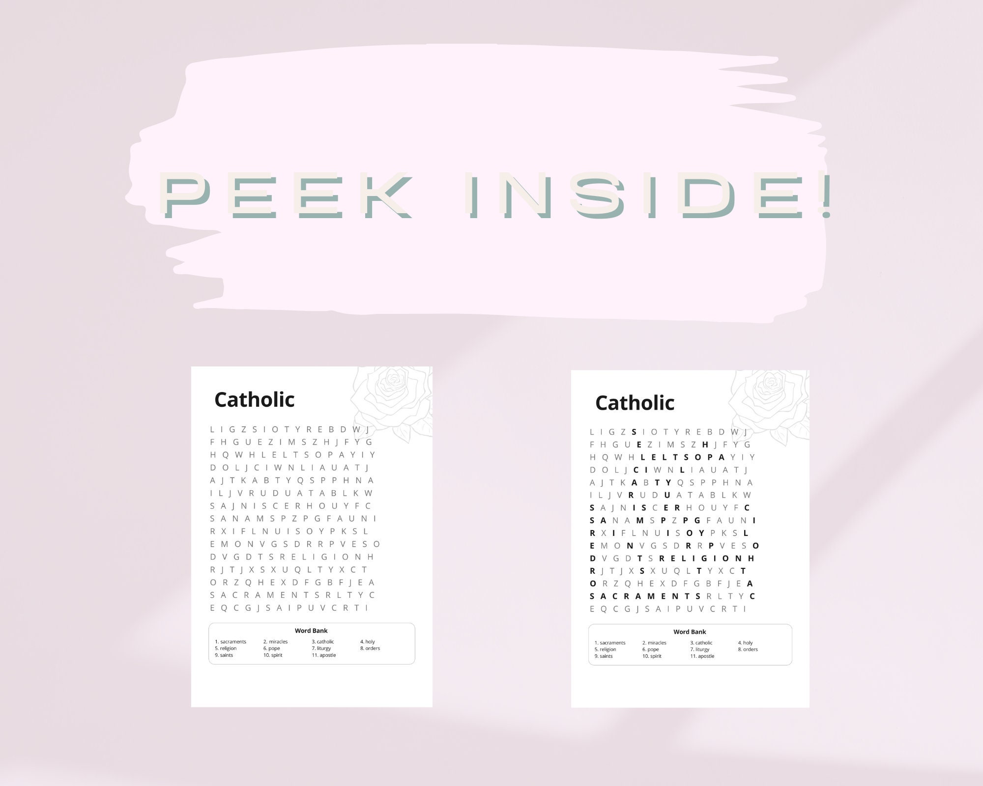 Catholic Word Search Puzzle Book - Engage Your Faith, Digital Download ...