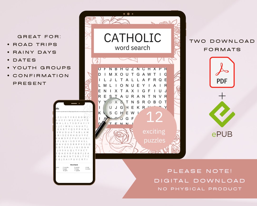 Catholic Word Search Puzzle Book - Engage Your Faith, Digital Download ...