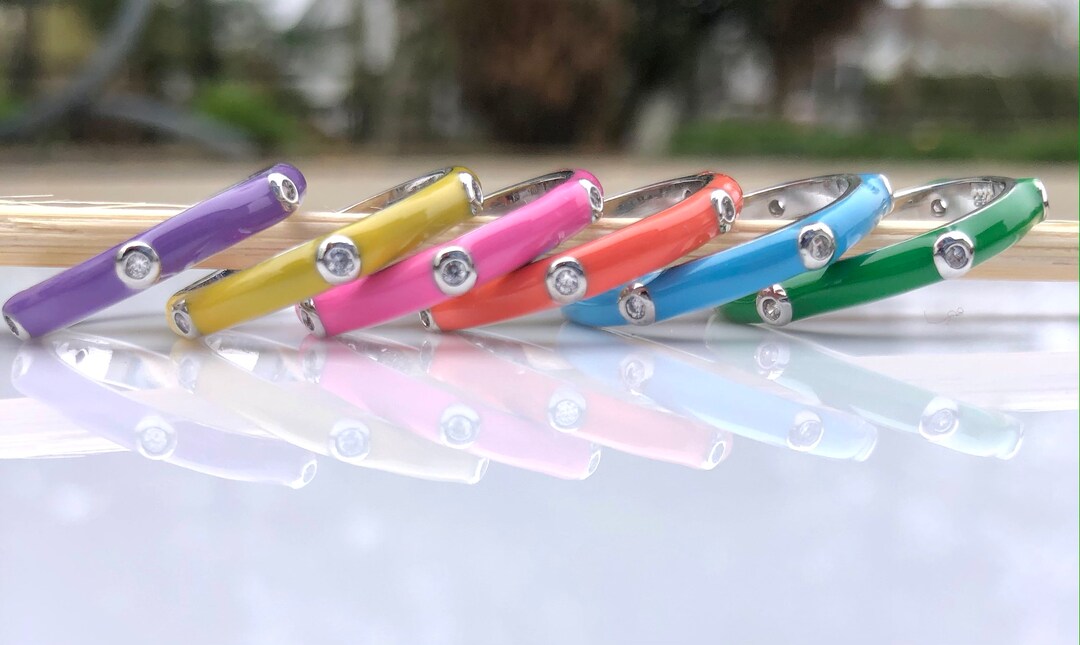 Colorful Enamel Ring - Etsy