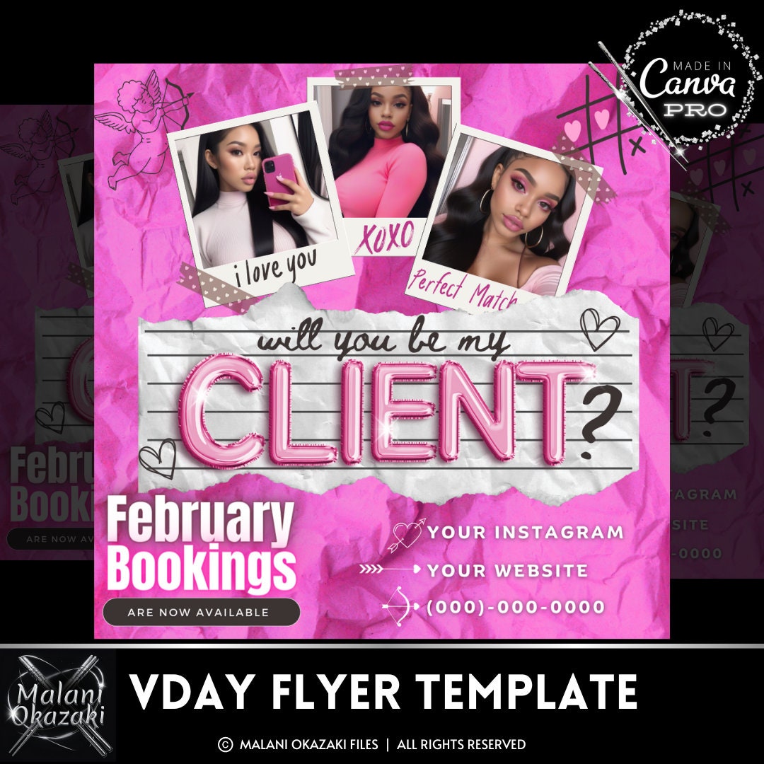 Pink February Flyer, Valentine's Day Instagram Post, Hair Flyer, Hair ...