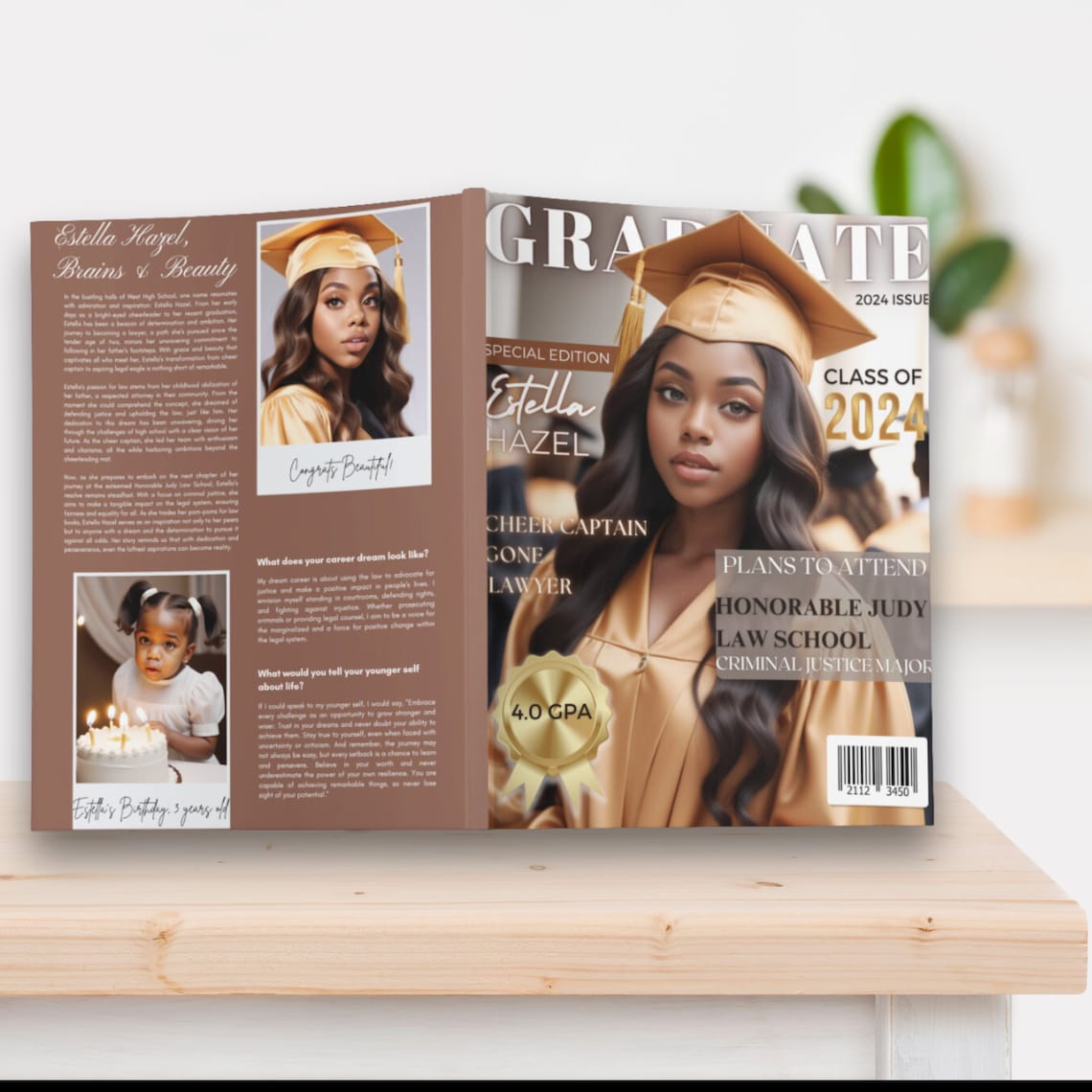 Graduate 2024 Graduation Magazine Cover Brown Magazine Prom Homecoming ...