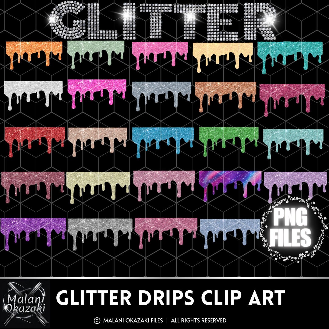 24 Colors Glitter Drip, Glitter Dripping, Glitter Drips PNG File ...