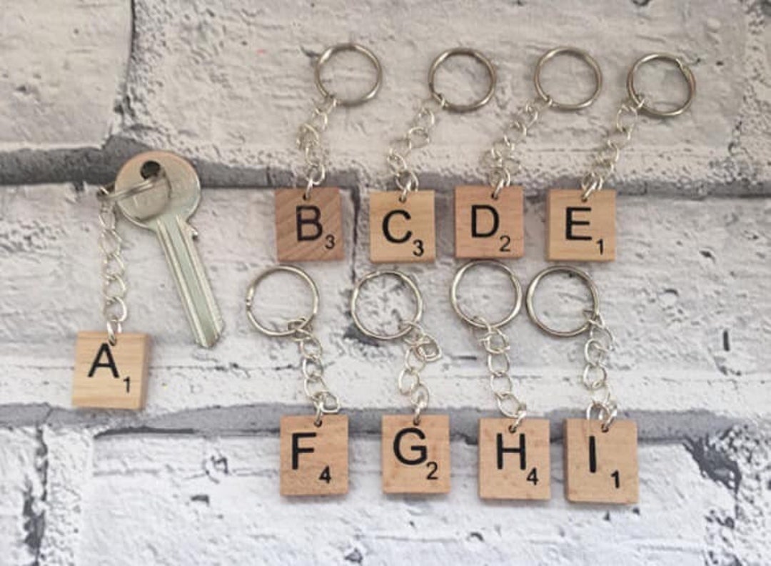 Wooden Initial Keyrings - Etsy