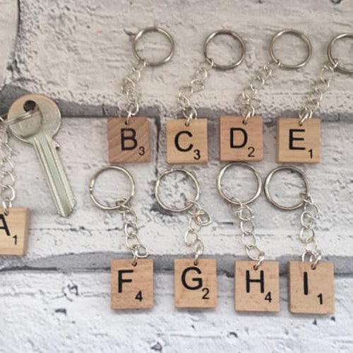 Wooden Initial Keyrings - Etsy