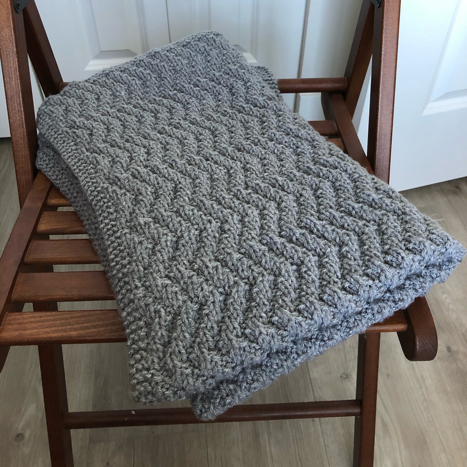 Baby Blanket, Lap Warmer, Hand Knitted, Gray, Zigzag Rib - Etsy