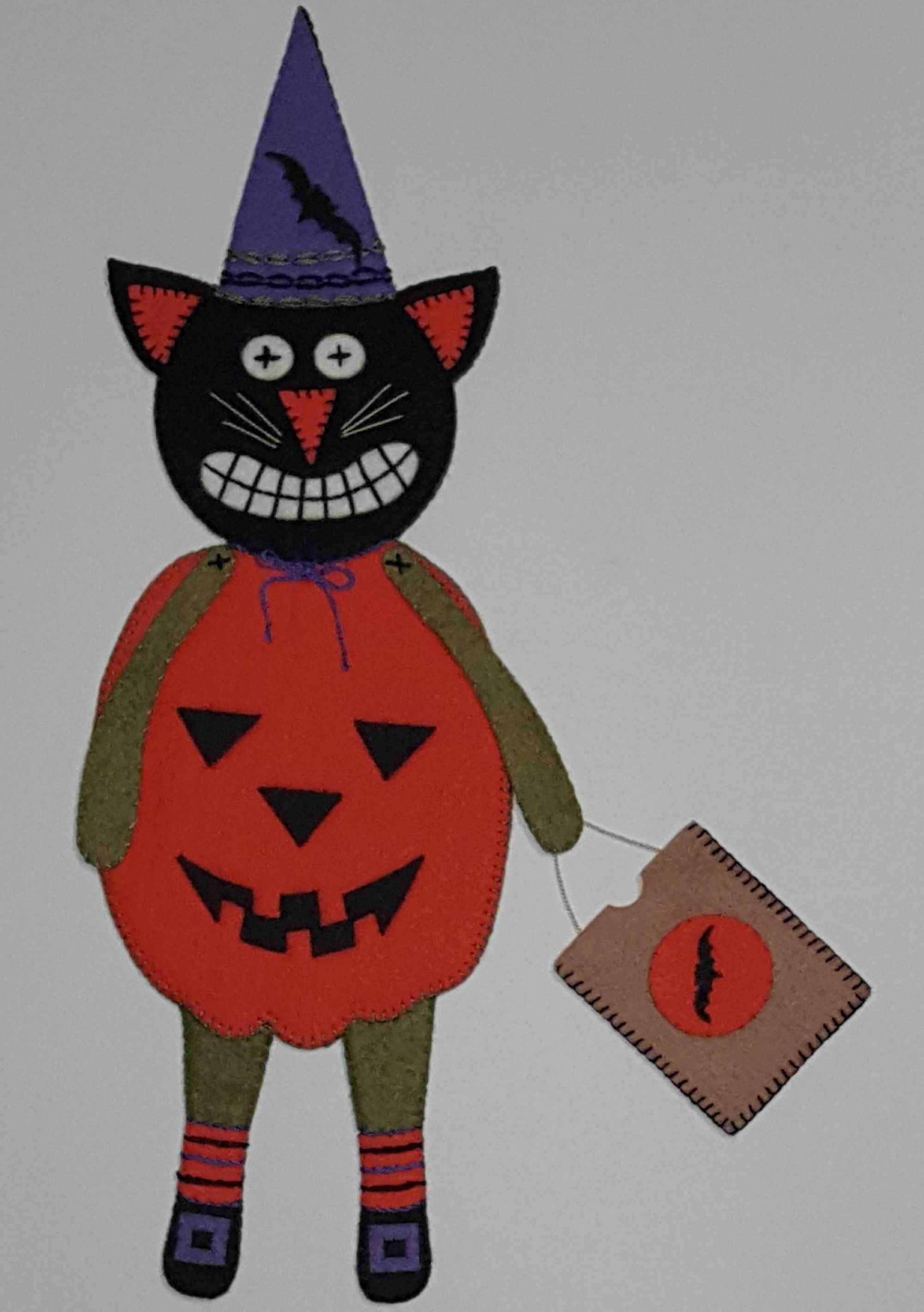Baxter Halloween Cat Wool Applique Stitch Kit by Artsi2 - Etsy