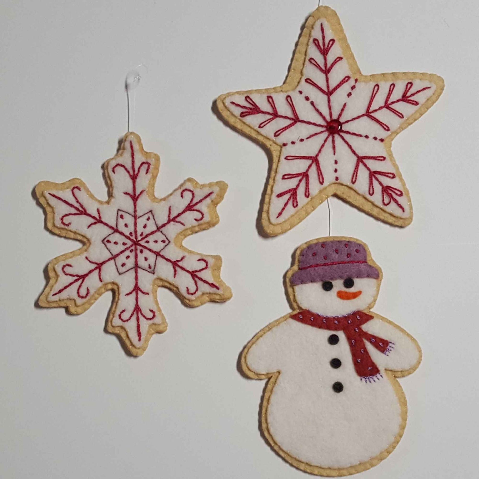 Sugar Cookie Wool Applique Christmas Ornaments Stitch Kit | Etsy