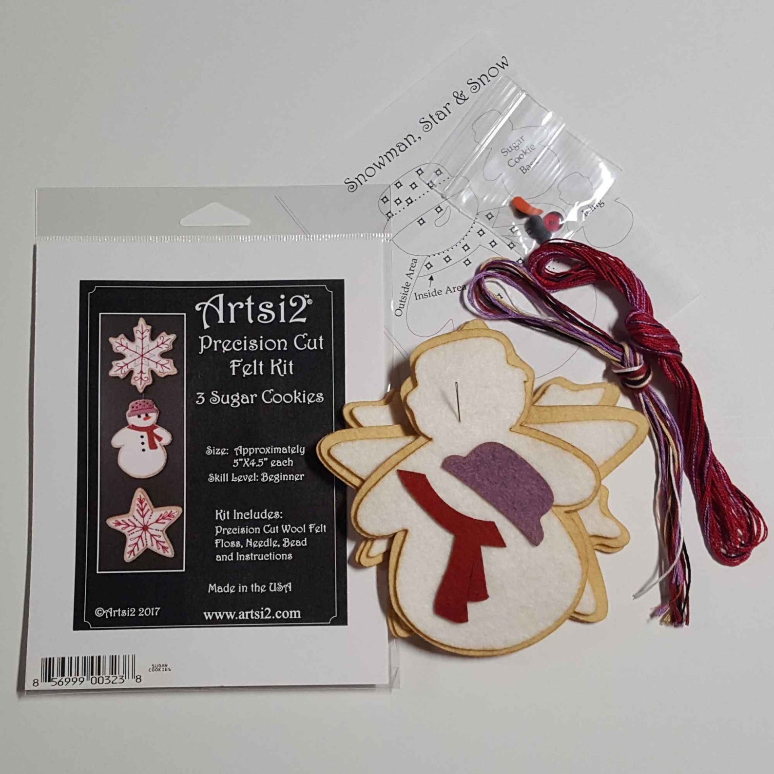 Sugar Cookie Wool Applique Christmas Ornaments Stitch Kit | Etsy