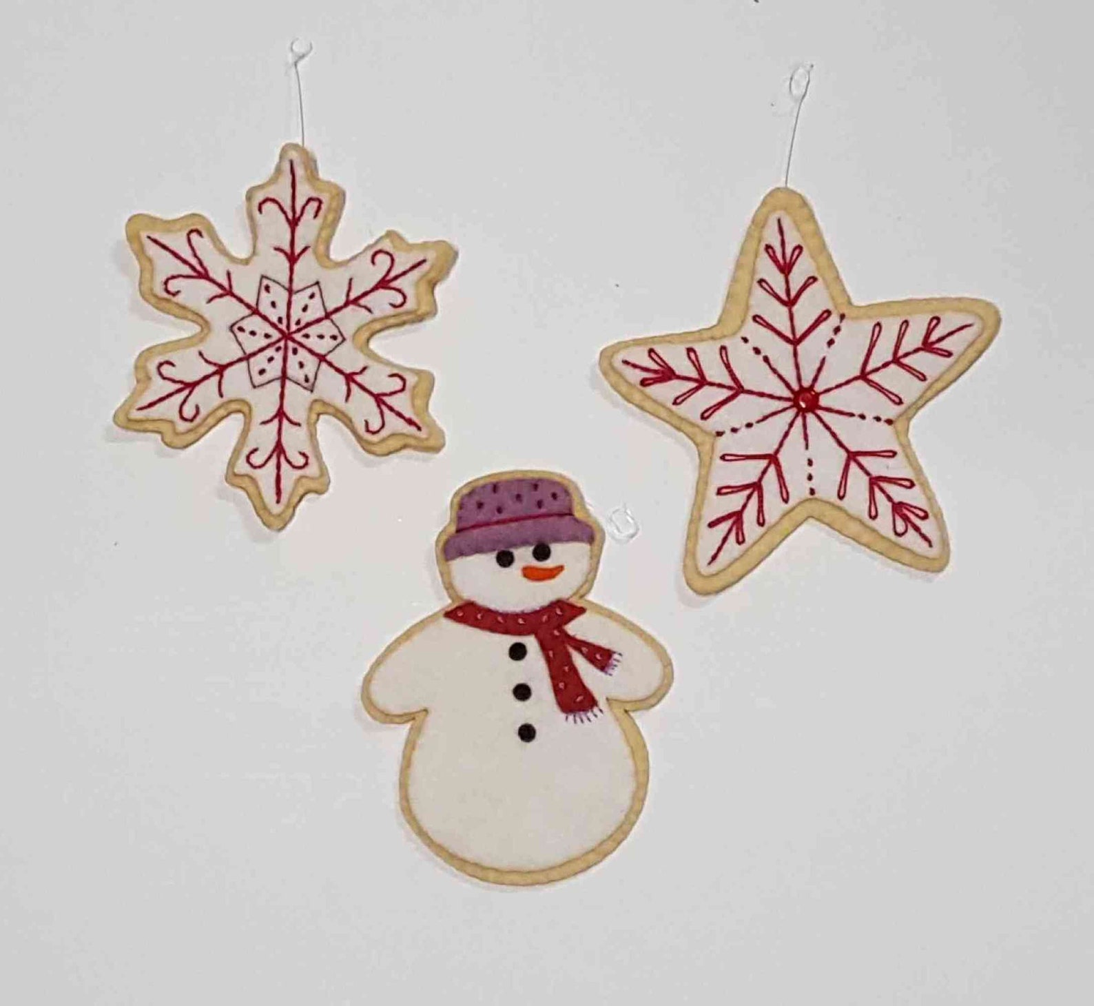 Sugar Cookie Wool Applique Christmas Ornaments Stitch Kit | Etsy