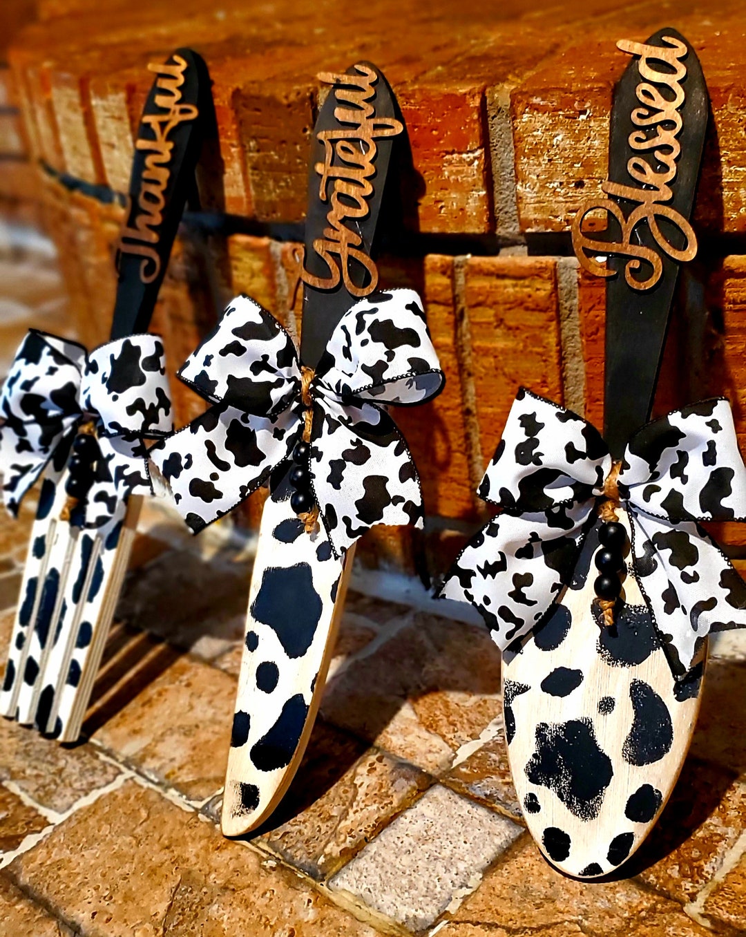 Wood Cow Print Kitchen Essentials - Etsy