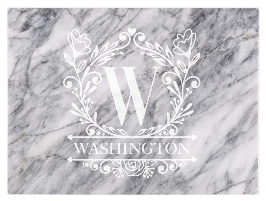 Laser Engraved Marble Charcuterie Monogram Cutting Board Wedding Gift ...