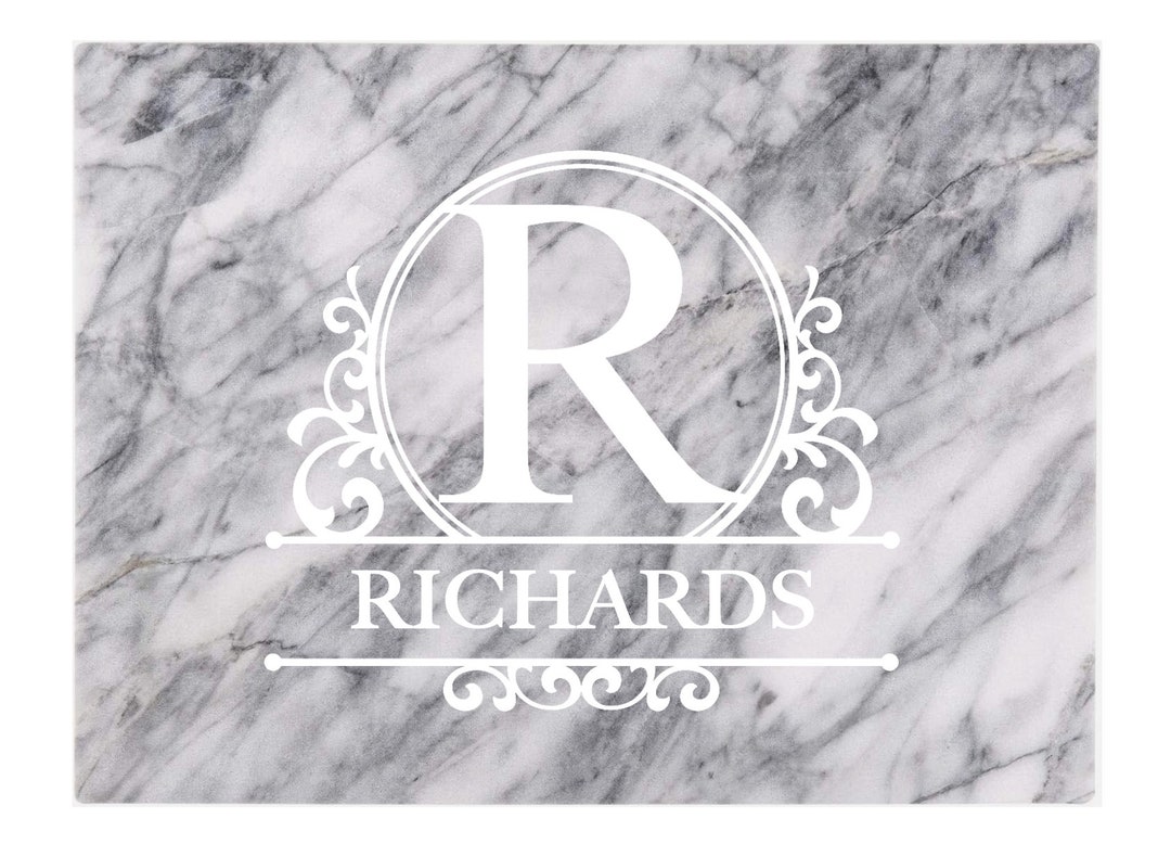 High End Laser Engraved Marble Monogram Marble Cutting Board Wedding ...