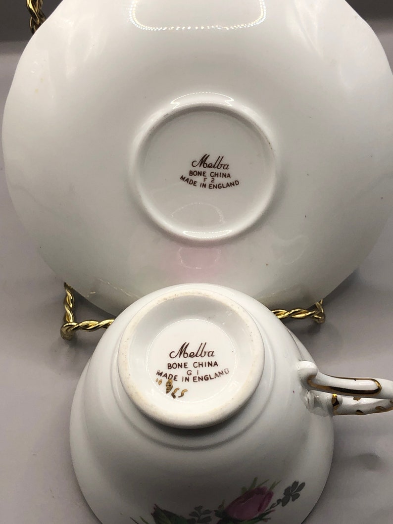 Melba Bone China Teacup & Saucer W/blooming Pink Roses - Etsy