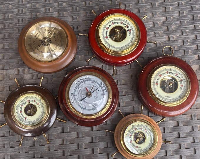 Vintage West German Linden Ship Wheel Barometer/vintage Nautical ...