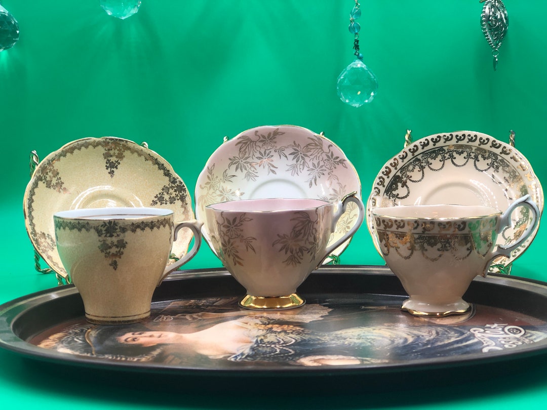 6 Pc Collection of Pastel Teacups Package for Bulk Purchasing. Wedding ...