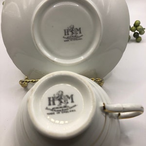 HM Sutherland Bone China Widemouth Teacup & Saucer, Pale Green and ...