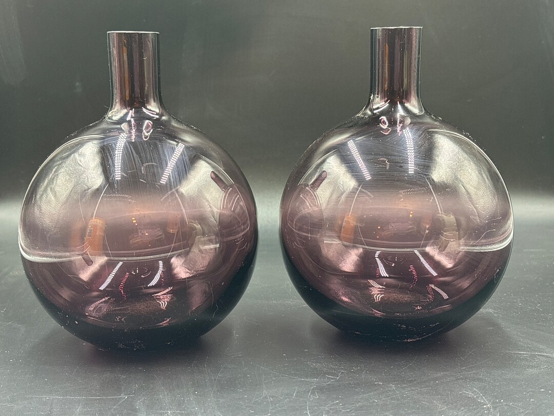 MCM Pair of Blenko Plumb Coloured Hand Blown Glass Vases. Vintage ...